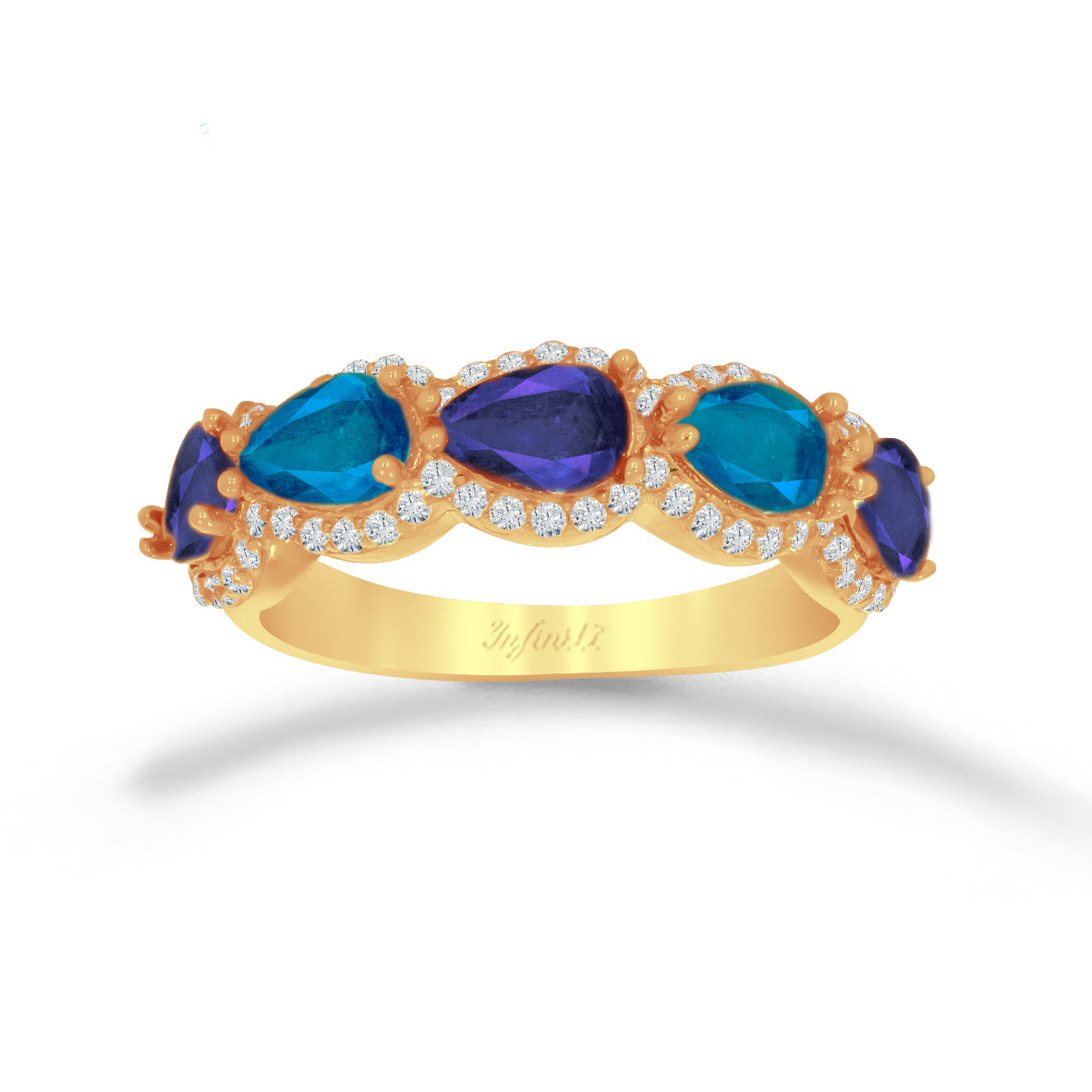 Churumbela 10k - Zirconias Azul y Morada con Halo – Infiniti Joyas