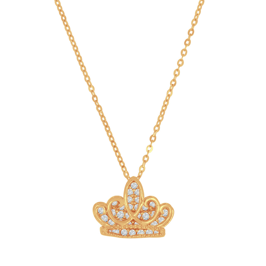 Gargantilla Oro 10k, con Dije de Corona con Zirconias, 45 cm Largo ...