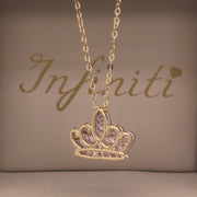 Gargantilla Oro 10k, con Dije de Corona con Zirconias, 45 cm Largo ...