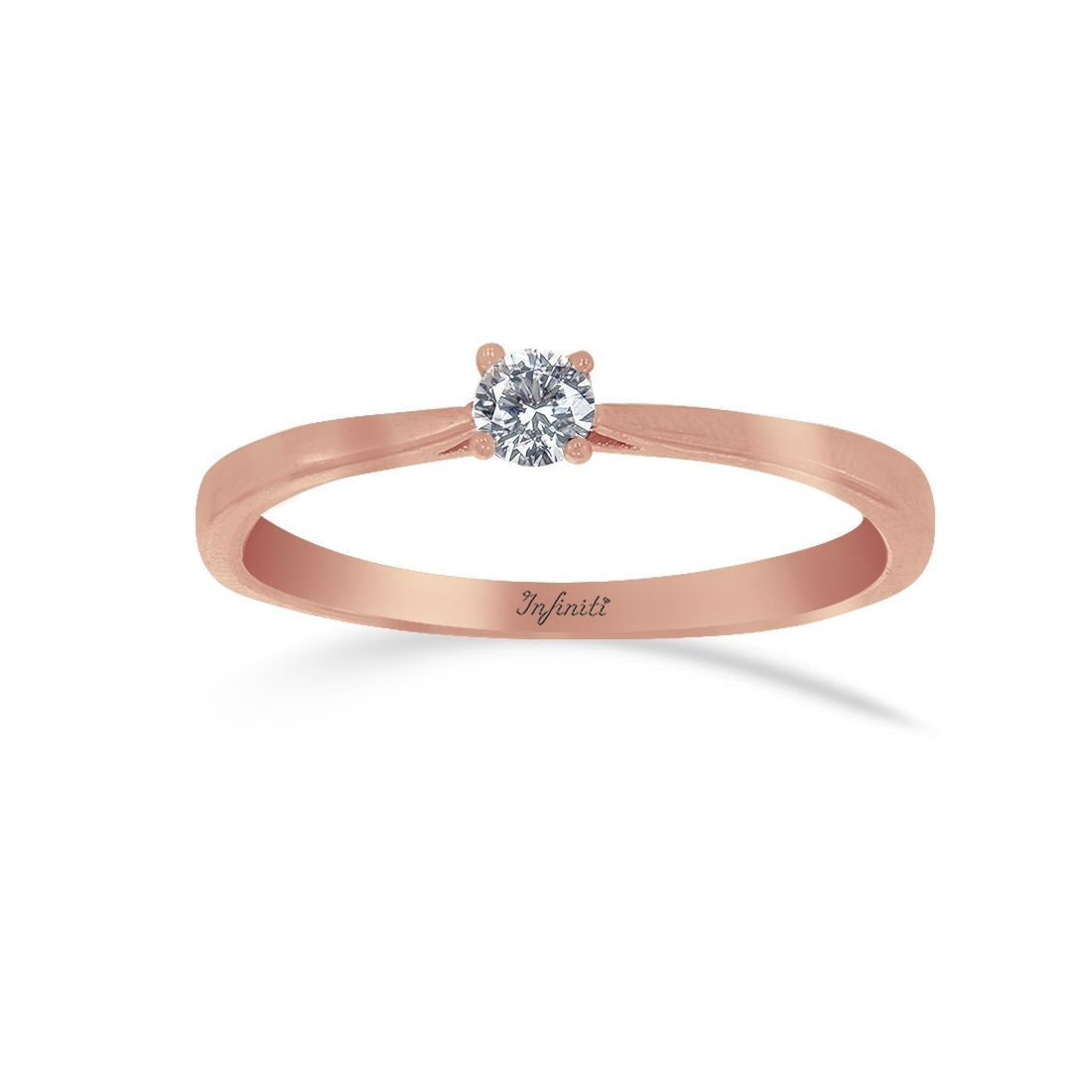 Anillo Solitario Oro Rosa 14k - Diamante de 5 Puntos – Infiniti Joyas
